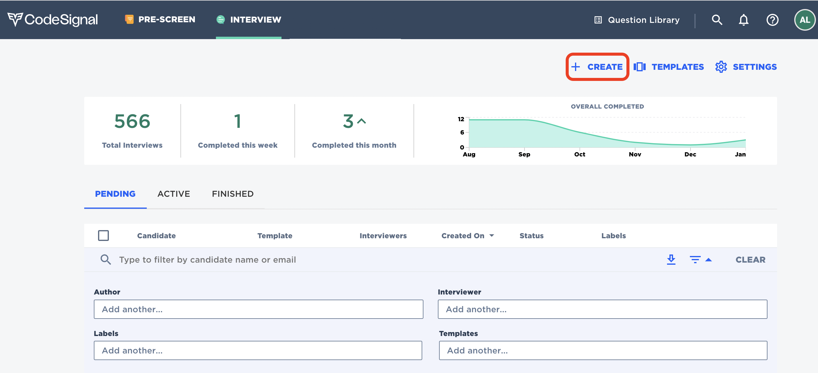 Creating a new interview session – CodeSignal Knowledge Base