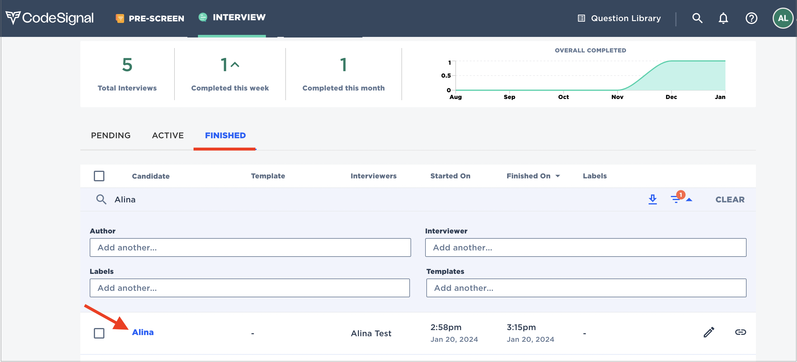 Searching, reviewing, and sharing a candidate's interview coding replay – CodeSignal Knowledge Base