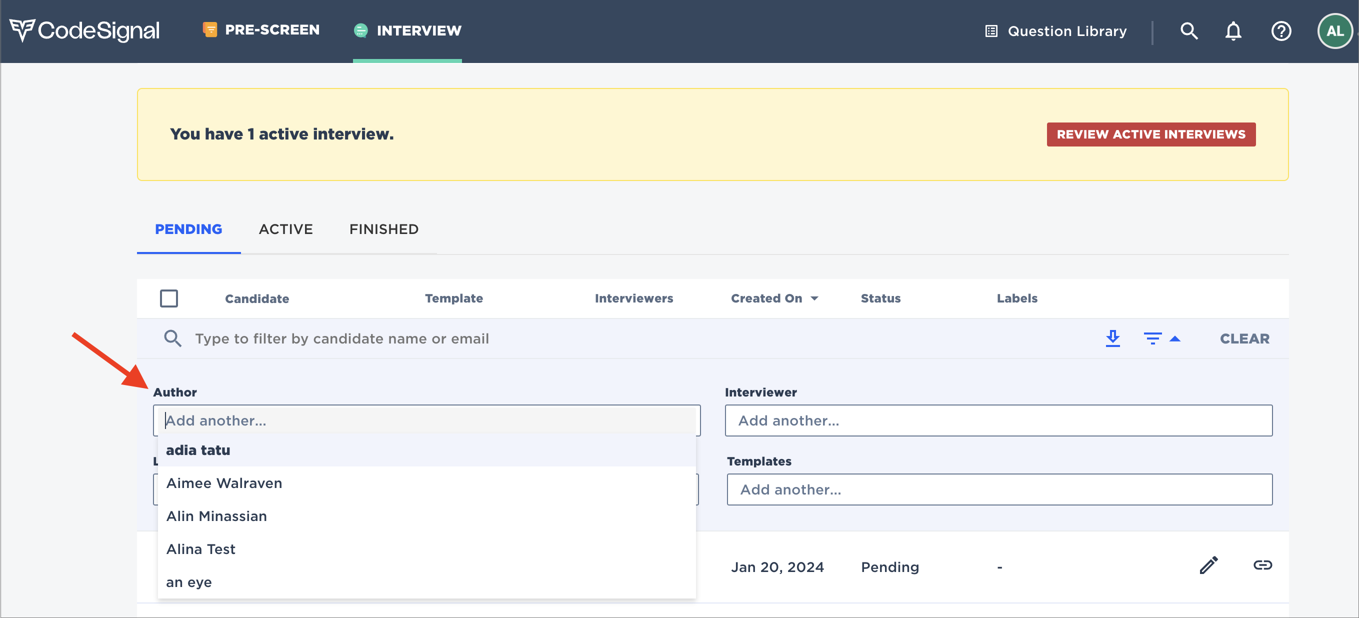 Searching, reviewing, and sharing a candidate's interview coding replay – CodeSignal Knowledge Base