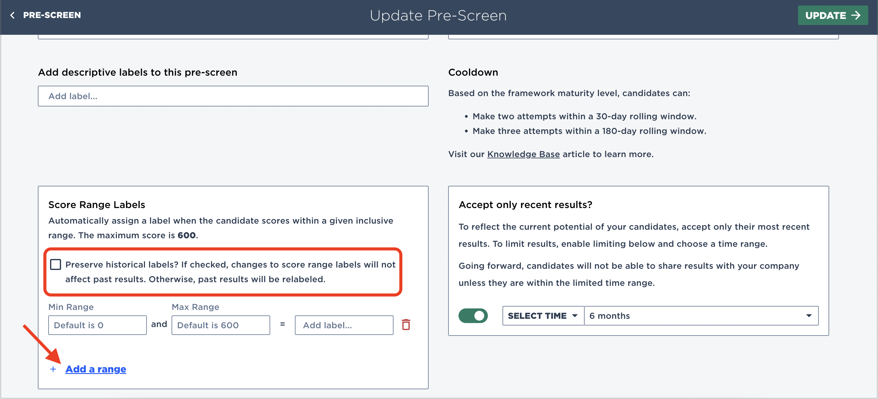 Configuring Score Range Labels For Certified Assessment Results