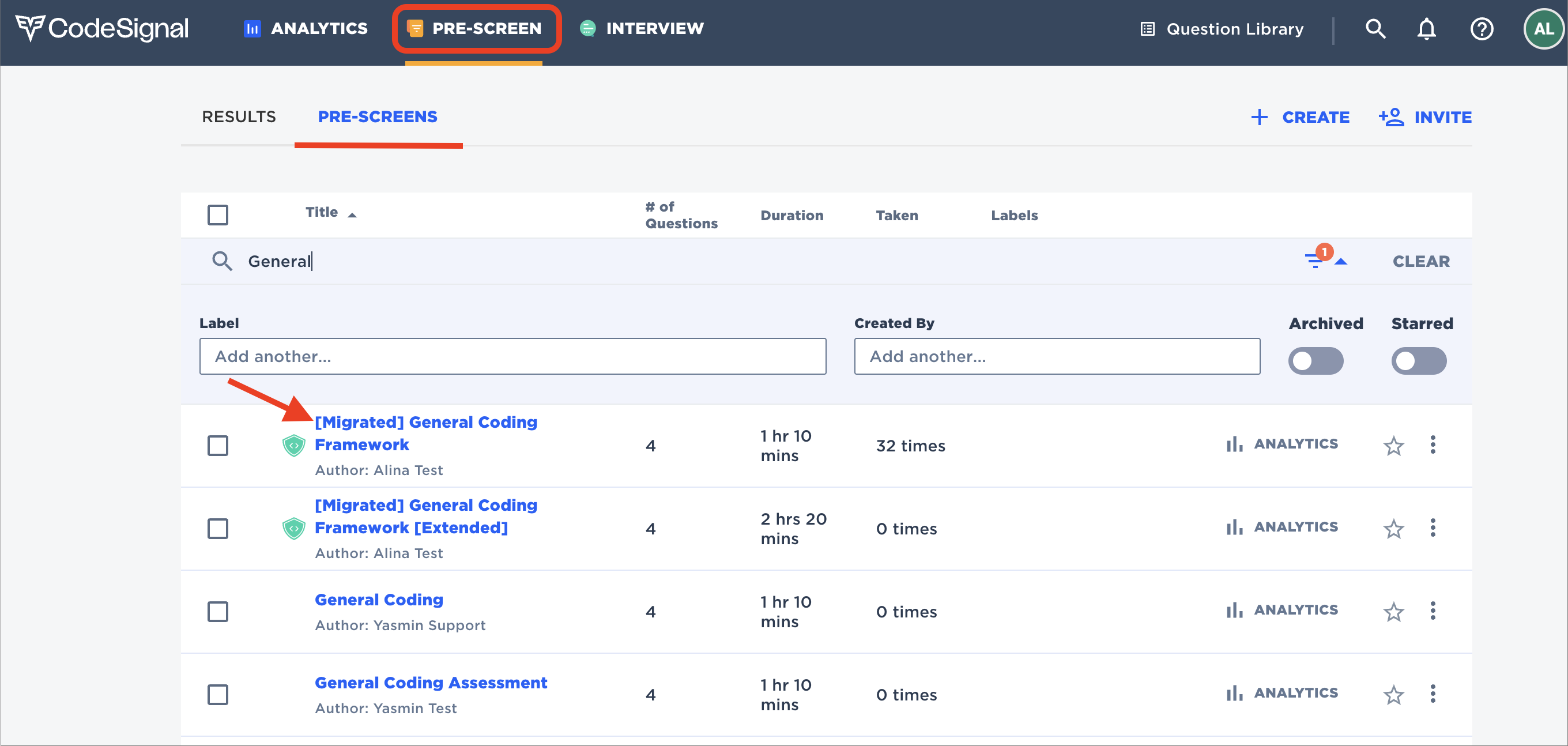 Viewing a test-taker's assessment status – CodeSignal Knowledge Base