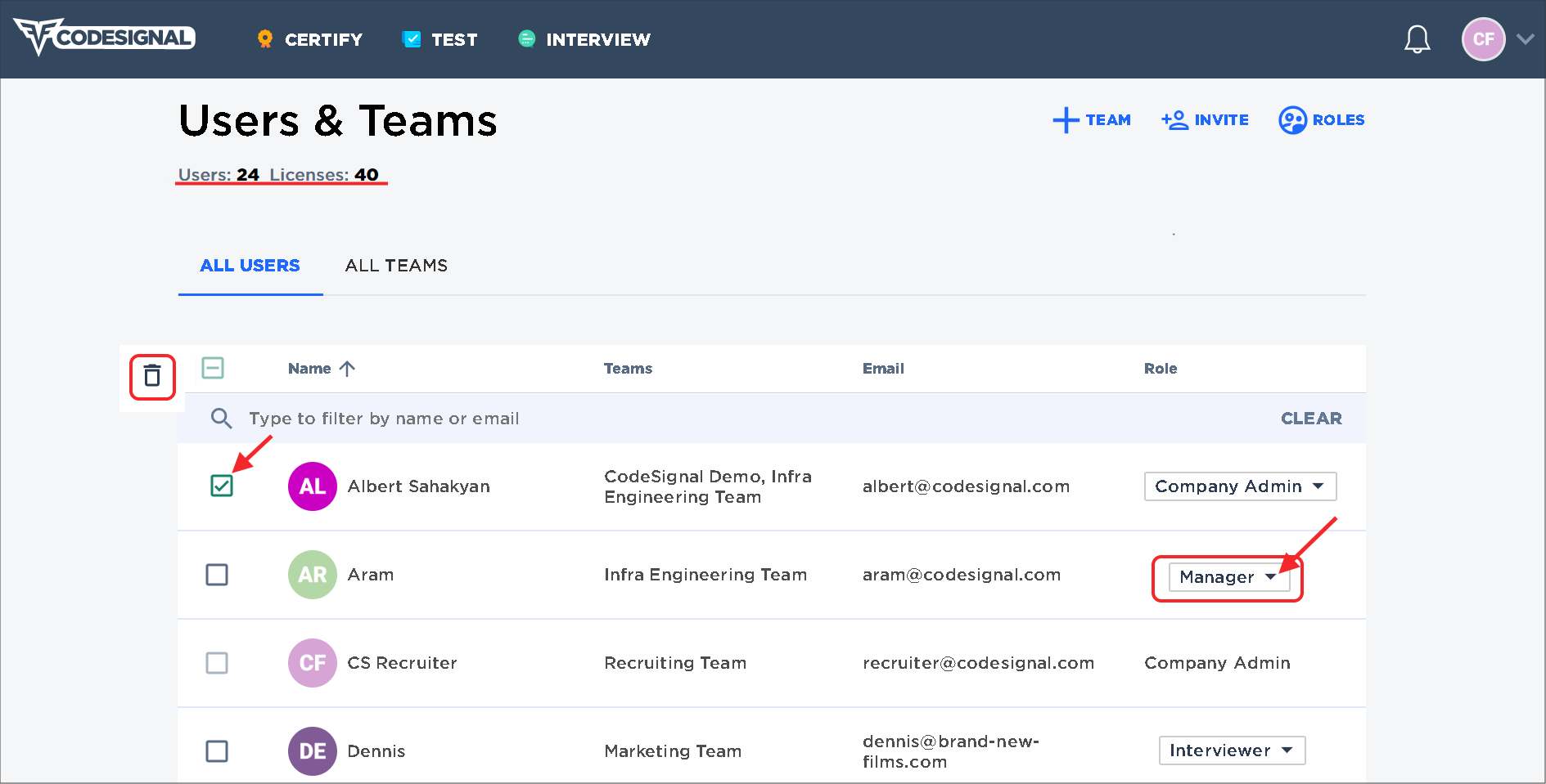 User Roles and Permissions Management – CodeSignal Knowledge Base