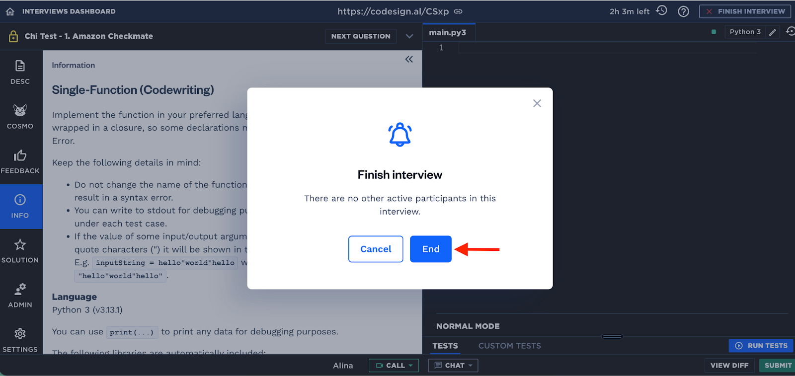 Ending an interview – CodeSignal Knowledge Base