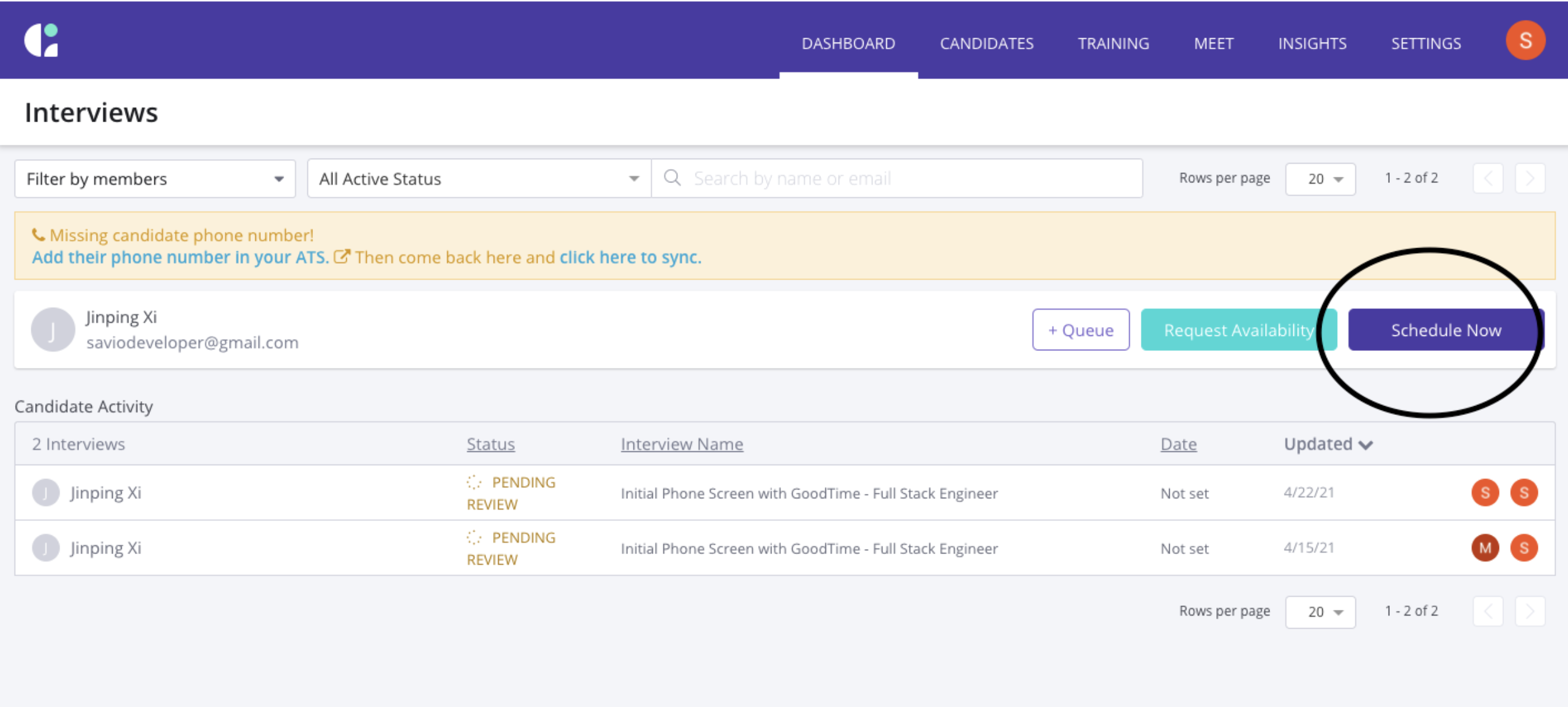 Schedule CodeSignal interviews from GoodTime – CodeSignal Knowledge Base