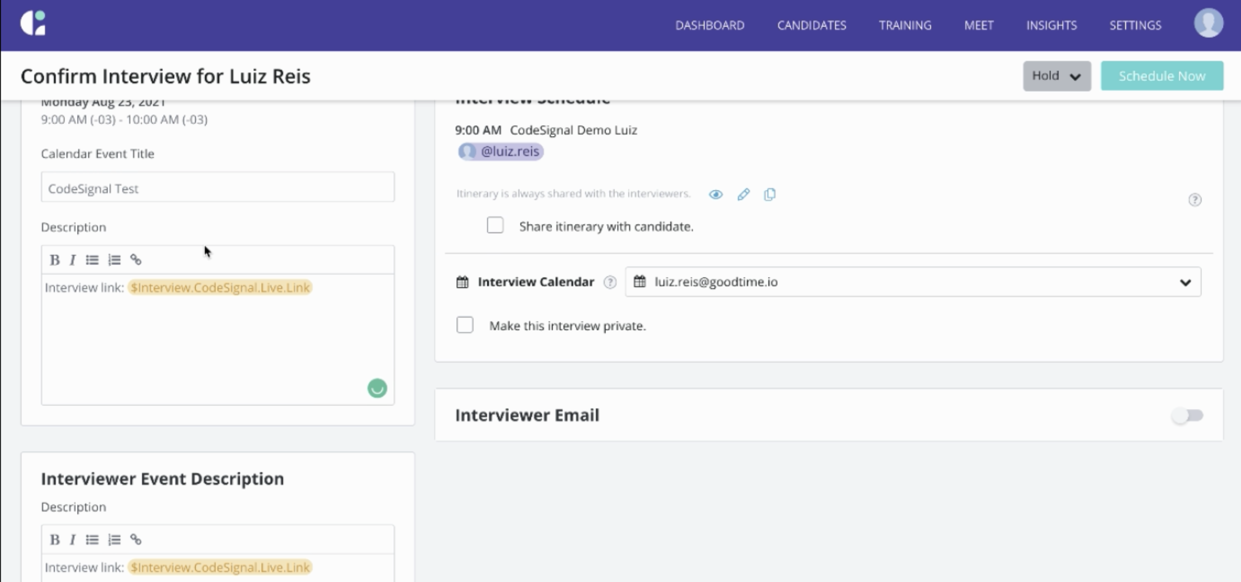 Schedule CodeSignal interviews from GoodTime – CodeSignal Knowledge Base