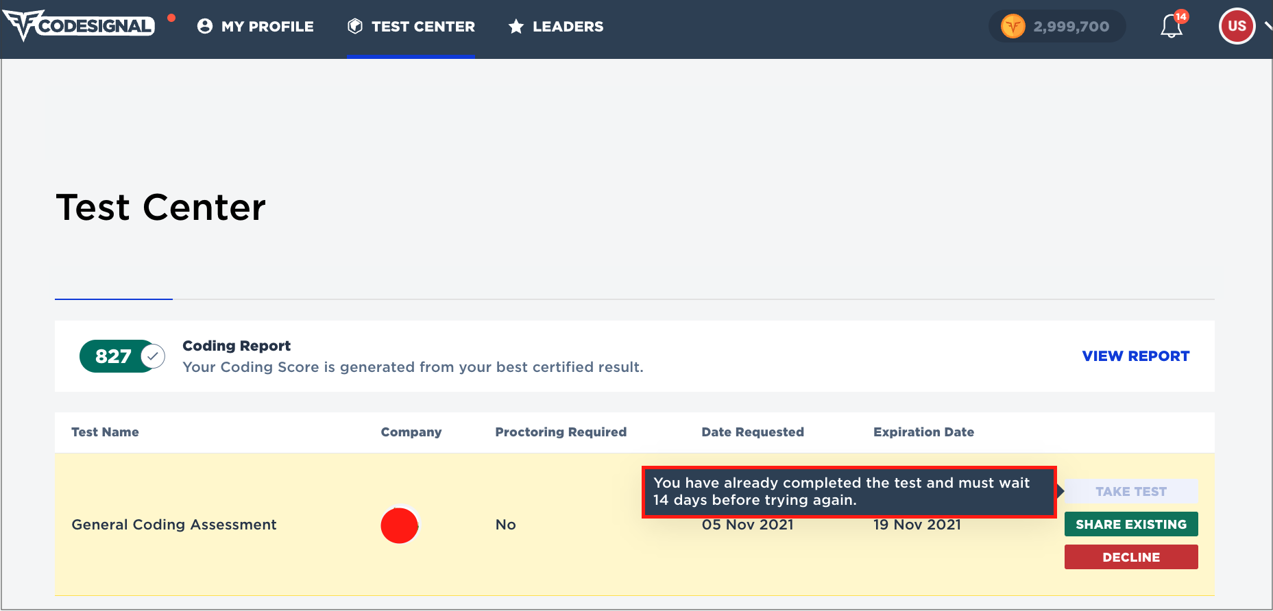 Why Is The Take Test Button Disabled CodeSignal