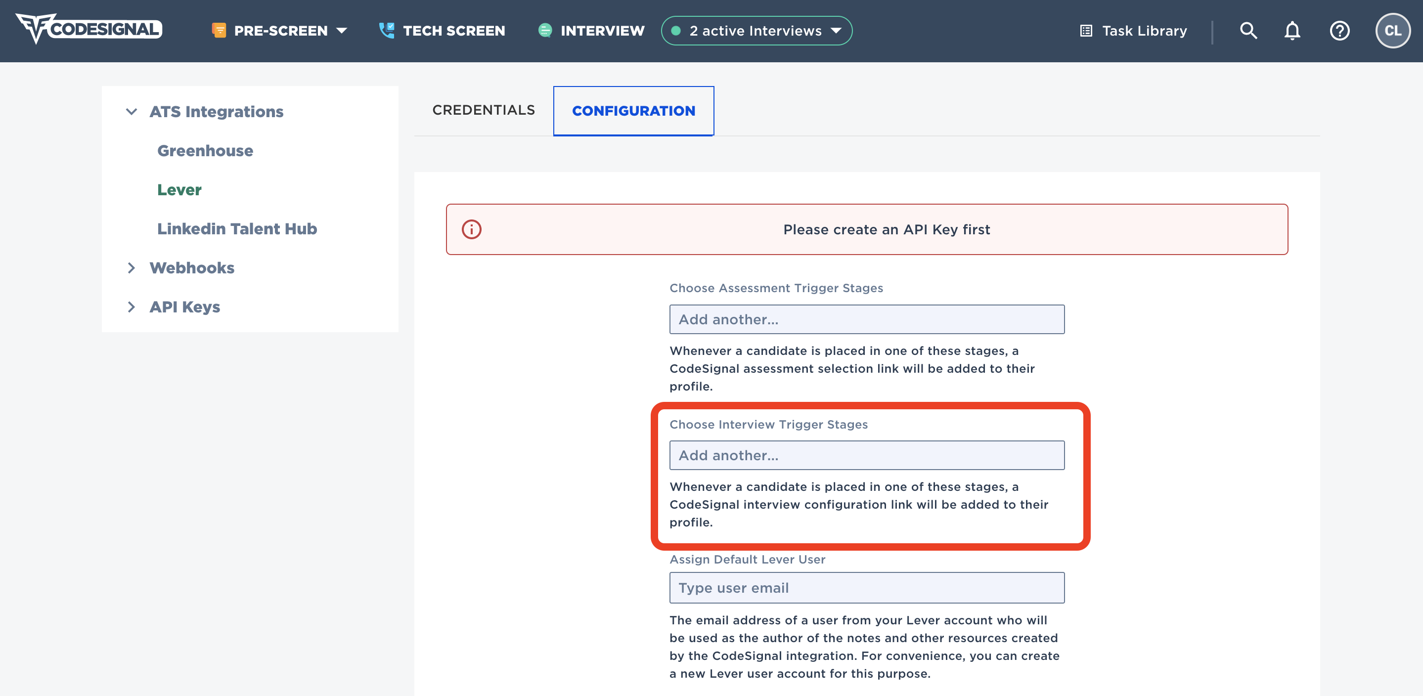 Schedule CodeSignal interviews from Lever – CodeSignal Knowledge Base